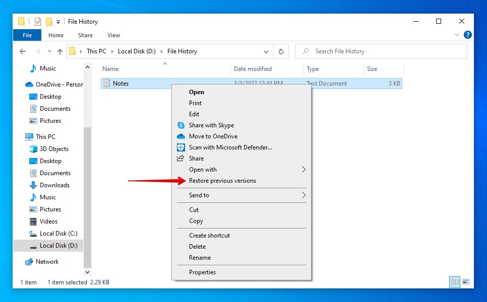 Windows ta Bir Dosyay nceki S r me Geri Y kleme Rehber 